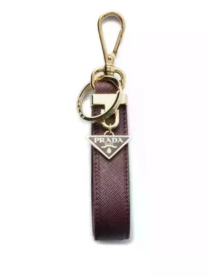 Prada Saffiano Leather Triangle-logo Keyring - Red