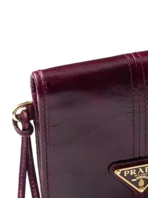 Prada Patent-leather Logo-plaque Wallet - Red