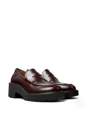 Camper Milah Leather Penny Loafers - Red