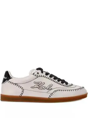 Karl Lagerfeld Embroidered Leather Sneakers - White