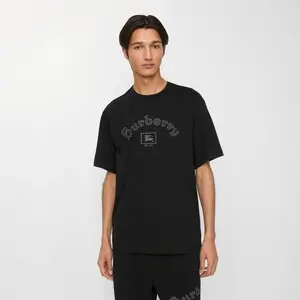 Burberry Gothic Logo Cotton T-shirt - Black