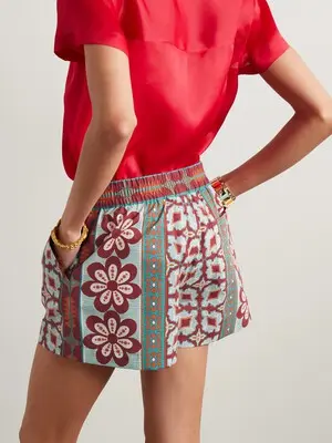 La DoubleJ Printed Cotton Shorts - Green