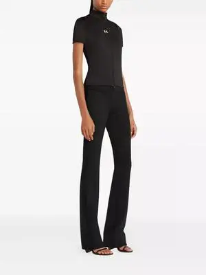 COURREGES Zip-up Short-sleeve Top - Black