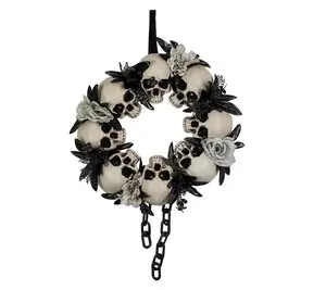 NORTHLIGHT Skulls And Chains Halloween Wreath 1 Unlit - One-color