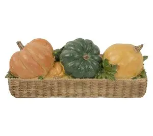 NORTHLIGHT Basket With Pumpkins Thanksgiving De Oration 15 - One-color