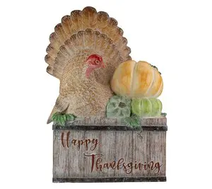 NORTHLIGHT 20.25' Turkey & Pumpkins 'happy Than Sgiving' Decor - One-color