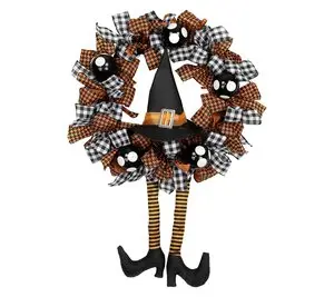 NORTHLIGHT Witch With Bows Halloween Wreath 24' Unlit - One-color