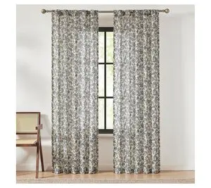 LUSH DECOR Lillian Block Linen Textured Window Urtain Pair - One-color
