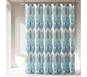 LUSH DECOR Ikat Drops Shower Curtain Teal Singl E 72x72 - One-color