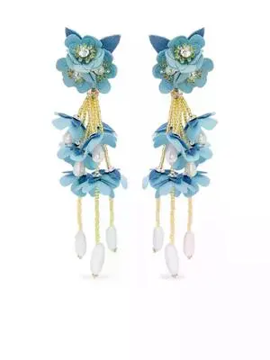 Oscar De La Renta Floral Drop Earrings - Blue