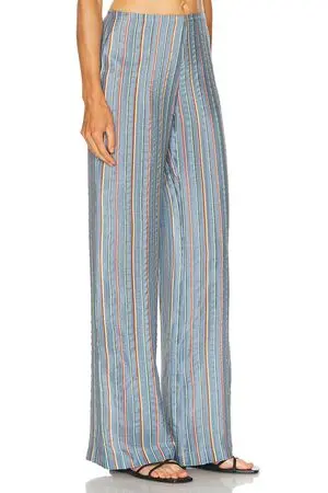 THE ELDER STATESMAN Striped Zip Pant
