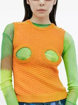 Paula Canovas Del Vas Waffle-knit Cut-out Top