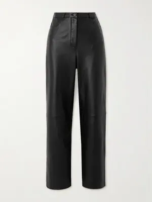 Loulou De Saison Cobe Paneled Leather Straight-leg Pants - Black