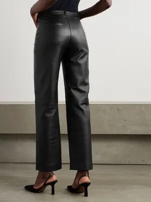 Loulou De Saison Cobe Paneled Leather Straight-leg Pants - Black