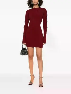 Mach & Mach Bow-embellished Ribbed Dress