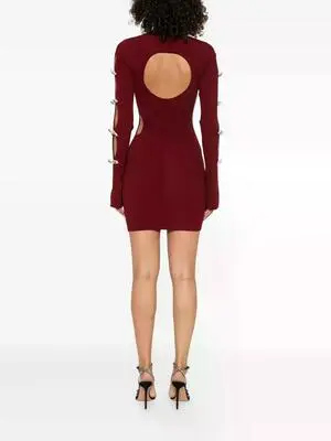 Mach & Mach Bow-embellished Ribbed Dress