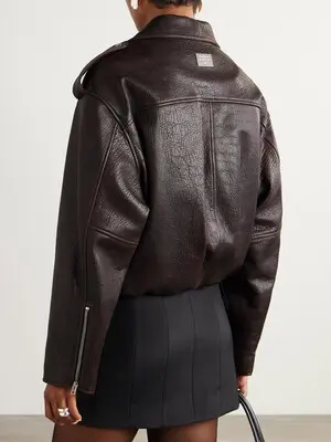 Acne Studios Gathered Textured-leather Biker Jacket