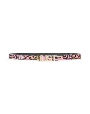 Just Cavalli Leather Belt With Leopard Print And Logo - Pink