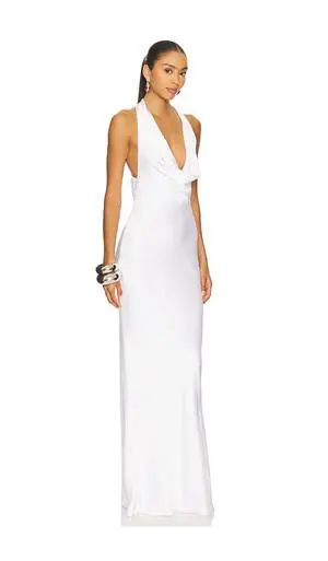 Norma Kamali Halter Drape Bias Gown - Snow White