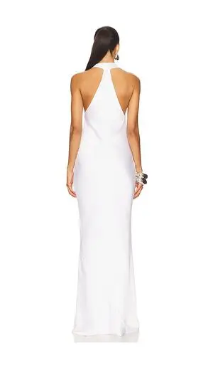 Norma Kamali Halter Drape Bias Gown - Snow White