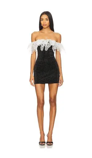 Prabal Gurung Off-shoulder Lace Trim Mini Dress