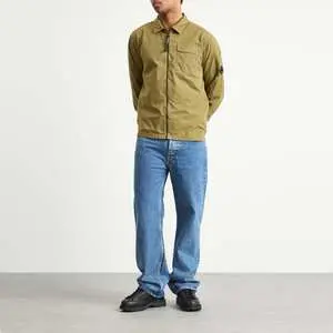C.P. COMPANY Organic Gabardine Zip Overshirt - Capers