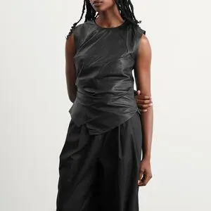RÓHE Sleeveless Draped Leather Top
