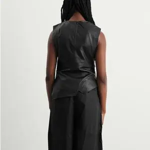 RÓHE Sleeveless Draped Leather Top
