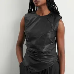 RÓHE Sleeveless Draped Leather Top