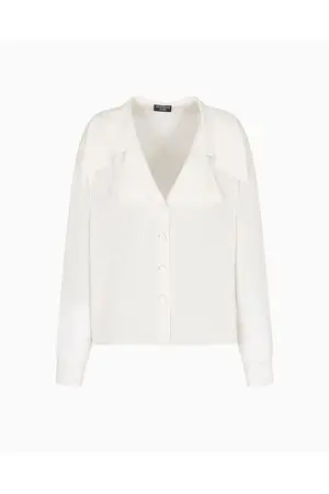 Emporio Armani Icon Silk Double Georgette Shirt - White