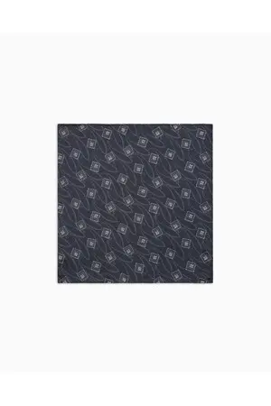 Giorgio Armani Geometric Silk Jacquard Pocket Square - Blue