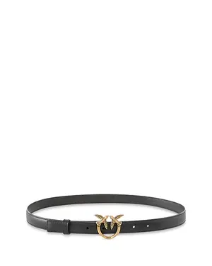 Pinko Love Berry H2 Leather Belt - Black-antique Gold