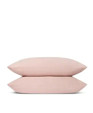 PIGLET IN BED Plain Linen Pillowcase Pair - Rose