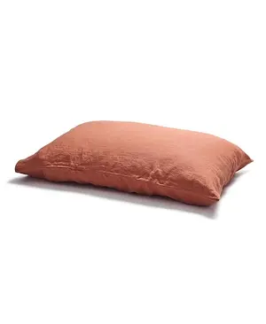 PIGLET IN BED Plain Linen Pillowcase Pair, Queen Burnt Orange