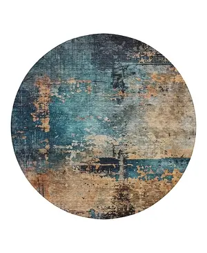 DALYN RUG COMPANY Dalyn Nouveau Nv14 Round Area Rug, 8' X 8 - Teal