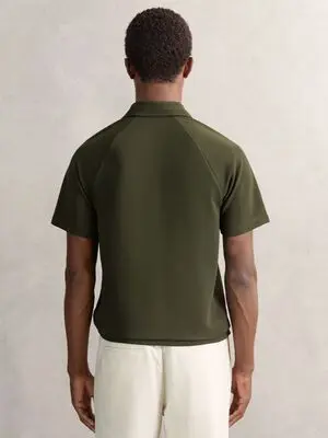REISS Winston Textured Raglan Half-zip Polo Shirt
