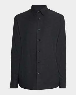 Brioni Cotton And Cashmere Sport Shirt Anthracite