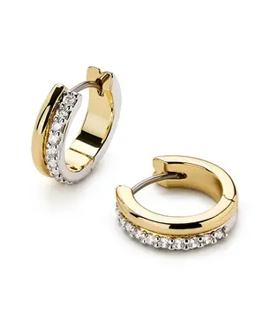 ANA LUISA Brass And Cubic Zirconia Asher Pave Huggie Earrings - Two Tone