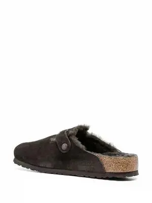 BIRKENSTOCK Boston Shearling-trimmed Suede Slippers