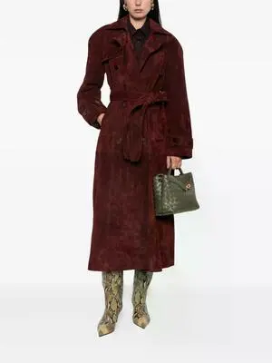 DUCIE Corrin Suede Trench Coat - Red