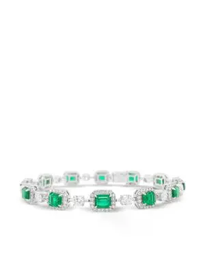 HYT JEWELRY 18kt White Gold Emerald And Diamond Bracelet - Silver