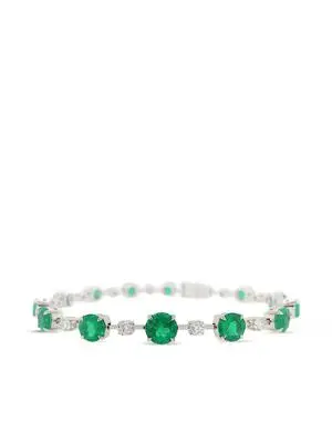 HYT JEWELRY 18kt White Gold Emerald And Diamond Bracelet - Silver