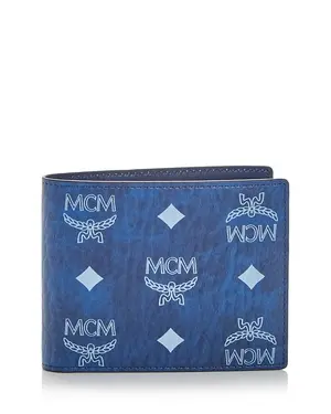 Mcm Aren Visetos Bifold Wallet - Blue
