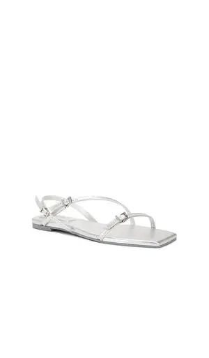 Simkhai Carey Metallic Strappy Flat Sandal - Silver