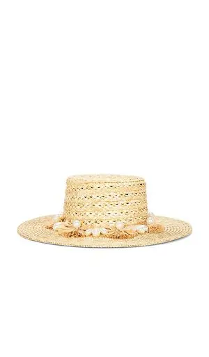 Lele Sadoughi Pearl Poms Straw Hat - Natural