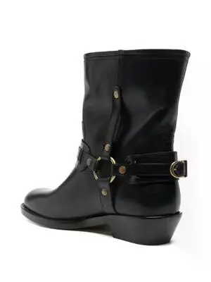 Isabel Marant Étoile Ildred 35mm Leather Biker Boots - Black