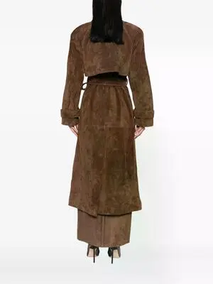 DUCIE Corrin Suede Trench Coat - Brown