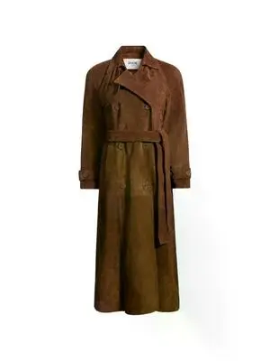 DUCIE Corrin Suede Trench Coat - Brown
