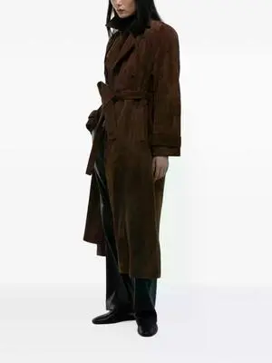 DUCIE Corrin Suede Trench Coat - Brown
