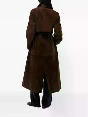 DUCIE Corrin Suede Trench Coat - Brown
